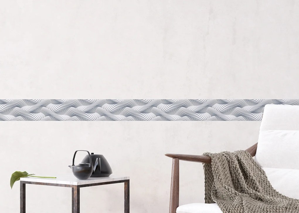 Samolepící bordura na zeď 3D Bílá Pletená Lana | 5 m x 13.8 cm | DWB8228