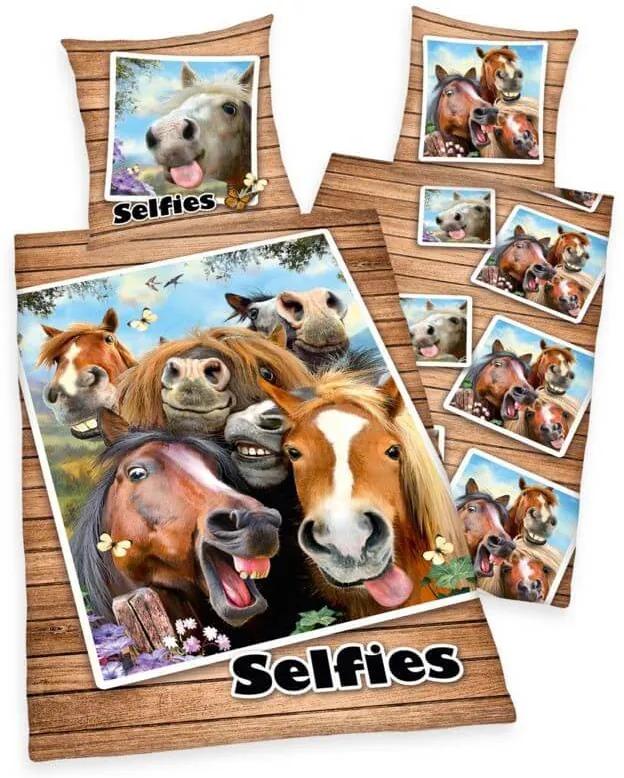 HERDING Povlečení Koně Selfie Bavlna 140/200 70/90 cm