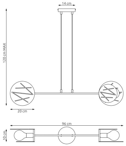 Lustr na lanku XOTIC 2xE27/15W/230V černá