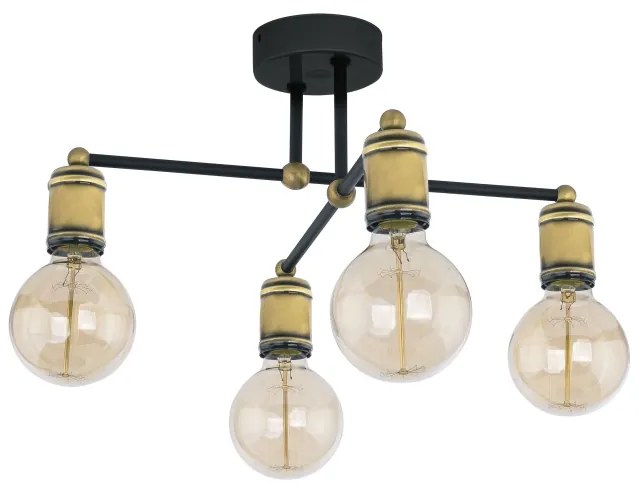 TK LIGHTING Lustr - RETRO 1904, 230V/15W/4xE27, černá/zlatá