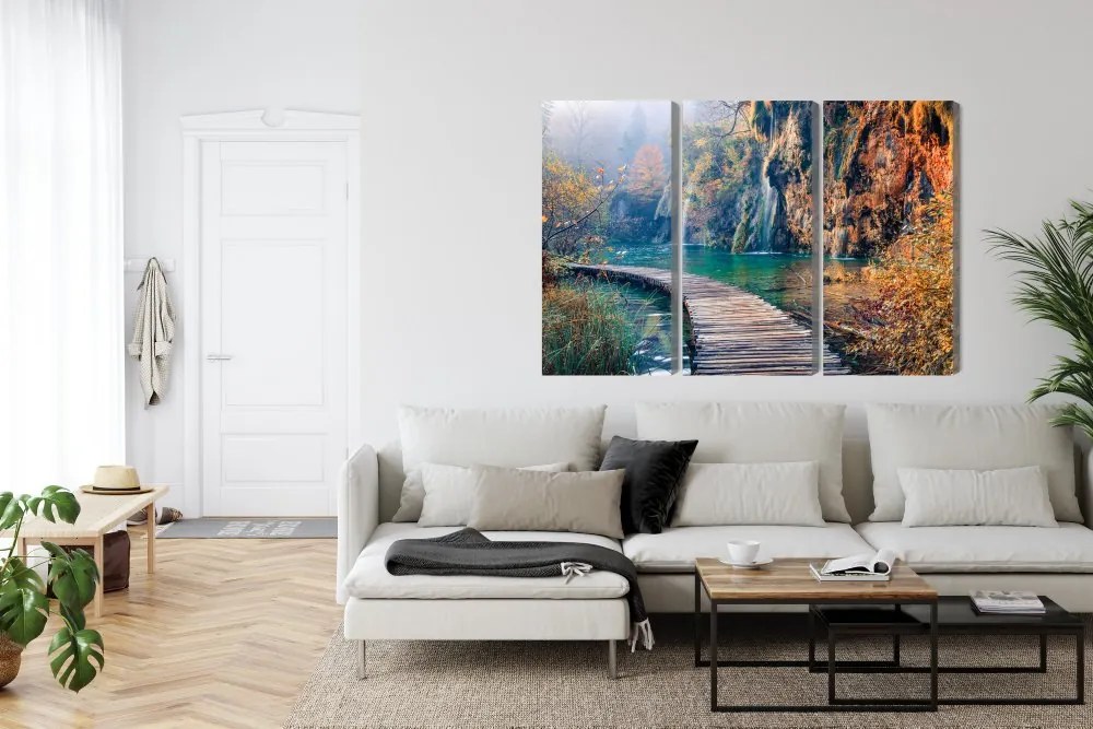 Vícedílný obraz Národní Park Plitvická Jezera Nedostatek Nedostatek Přírodní plátno 150x100