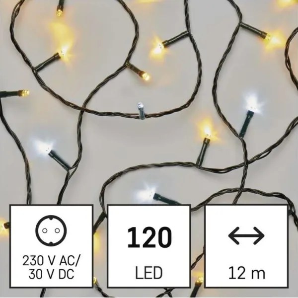 LED Vánoční venkovní řetěz 120xLED/17m IP44 teplá/studená bílá
