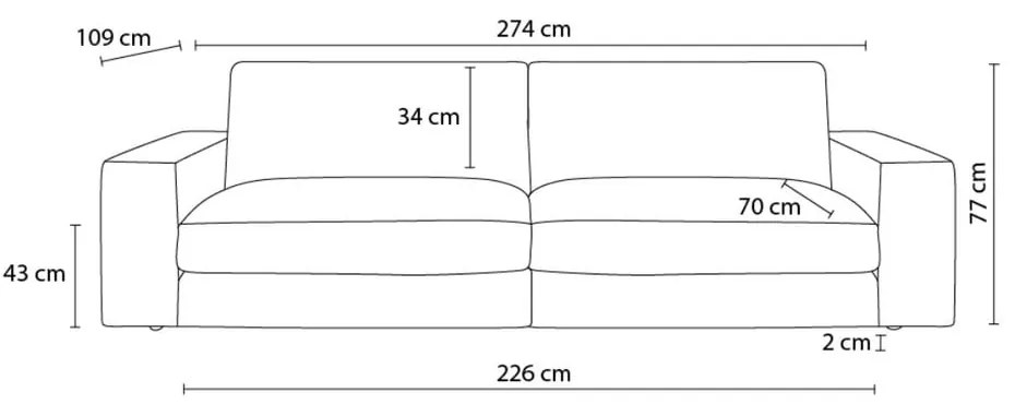 Tmavě modrá manšestrová pohovka 274 cm Leonard – Bobochic Paris