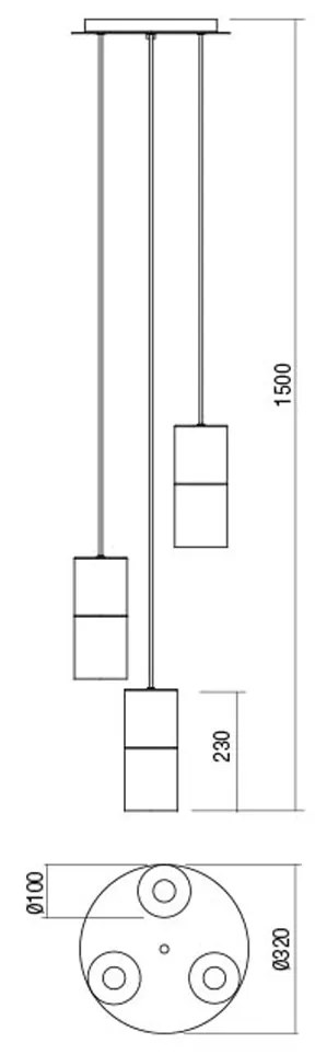 Redo 01-2023 závěsný lustr IWI saténově černý, 3L, E27, ø32cm