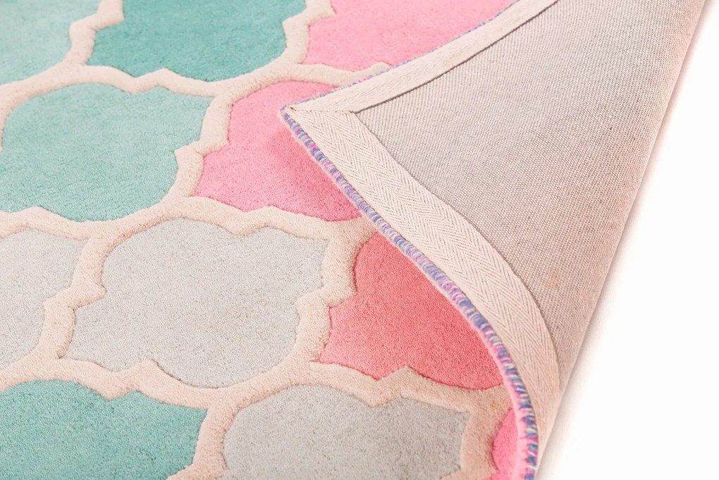 Flair Rugs, Ručně všívaný kusový koberec Illusion Rosella Pink/Blue kruh, 160x160 (průměr) kruh, vícebarevná, ložnice