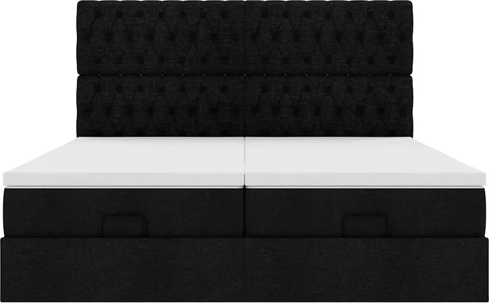 Osmanský rám postele s matrací černá 160x200cm textil 3313708
