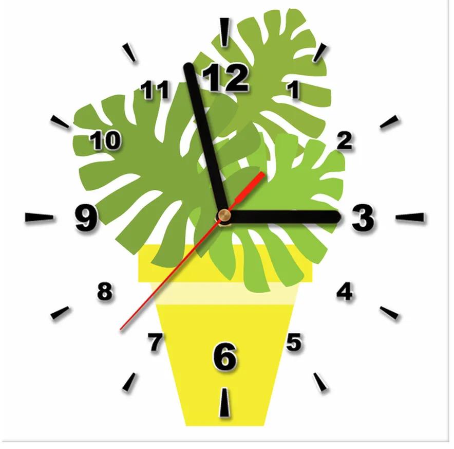 Gario Obraz s hodinami Rostlinka v květináči Rozměry: 30 x 30 cm