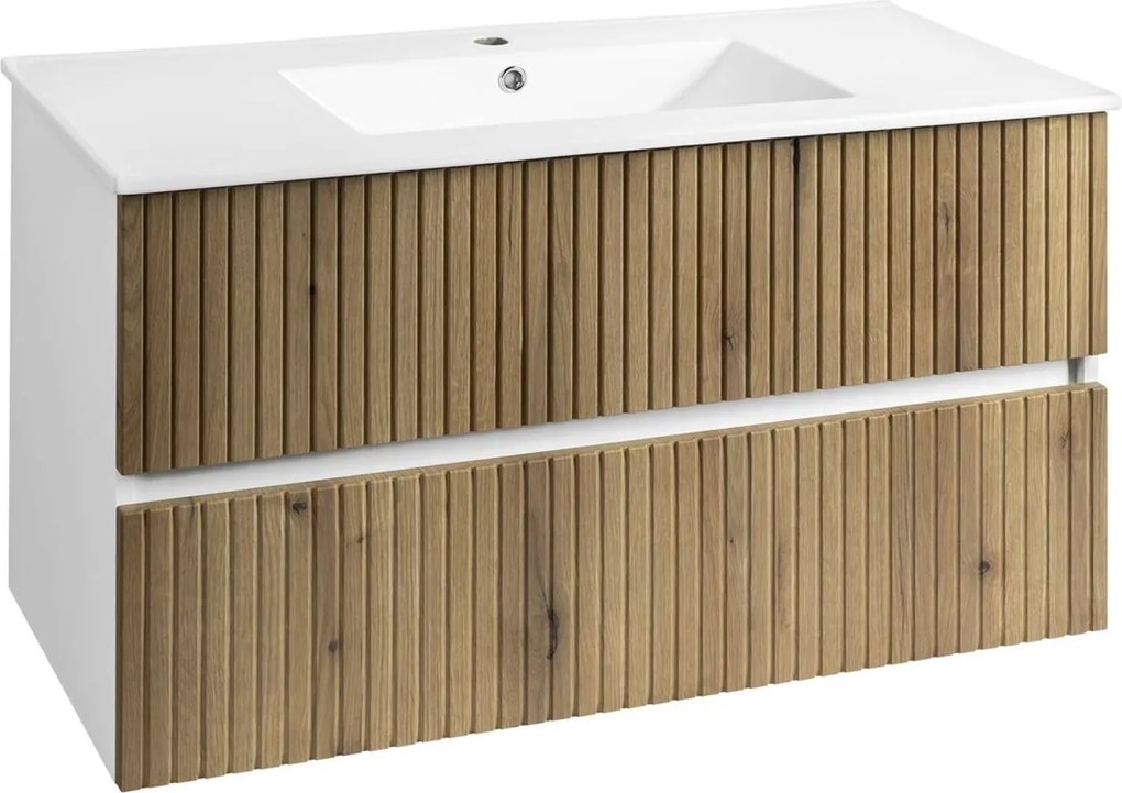 Aqualine Paneda - Umyvadlová skříňka 100x55x45 cm, dub emporio PN310