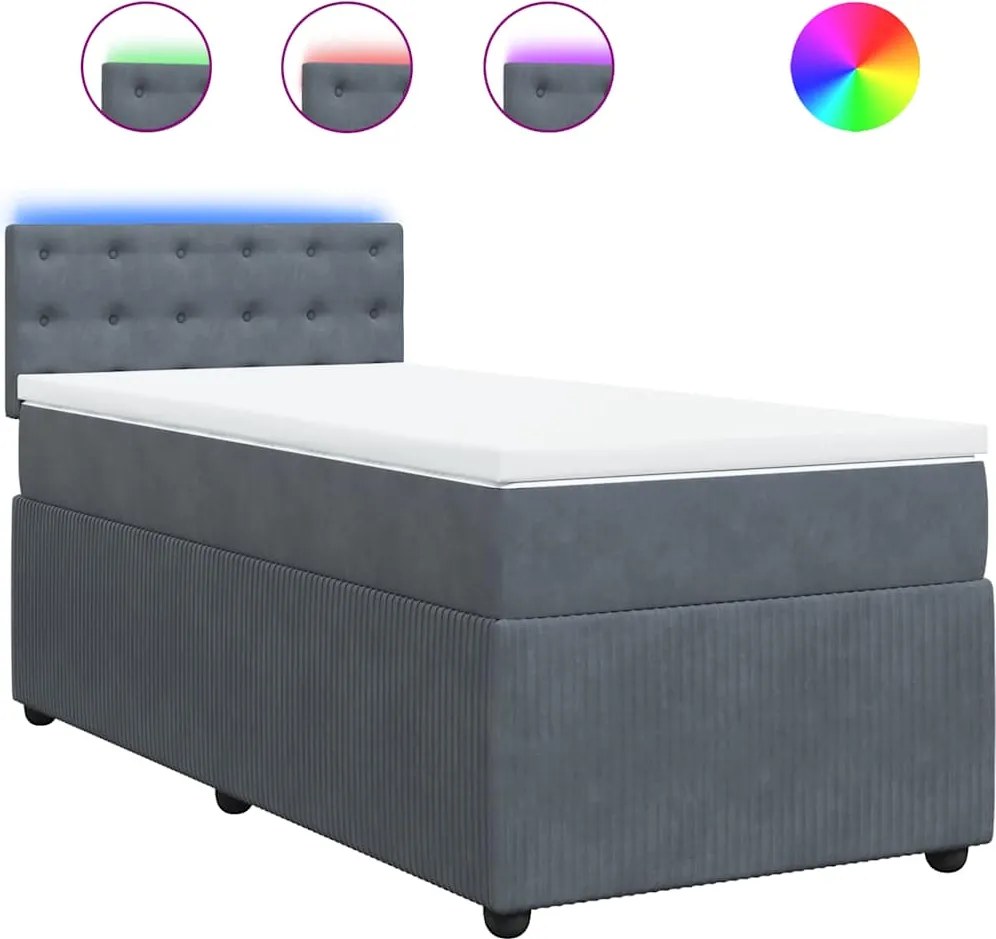 Box spring postel s matrací tmavě šedá 90x200 cm samet 3289939