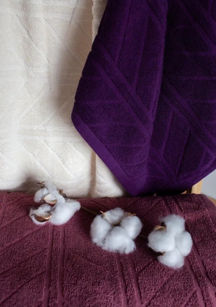 Bavlněný froté ručník RELIEF 30x50 cm krémový