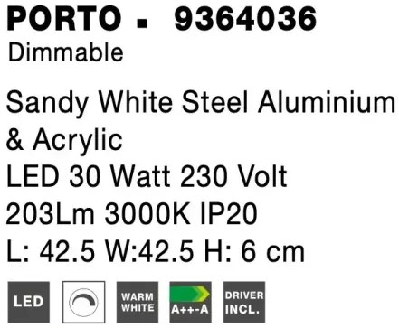 Stropní svítidlo LED se stmíváním Porto 42.5 bílé