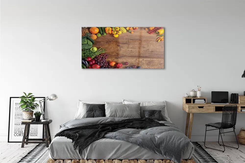 akrylový obraz Board chřest ananas jablko 125x50 cm