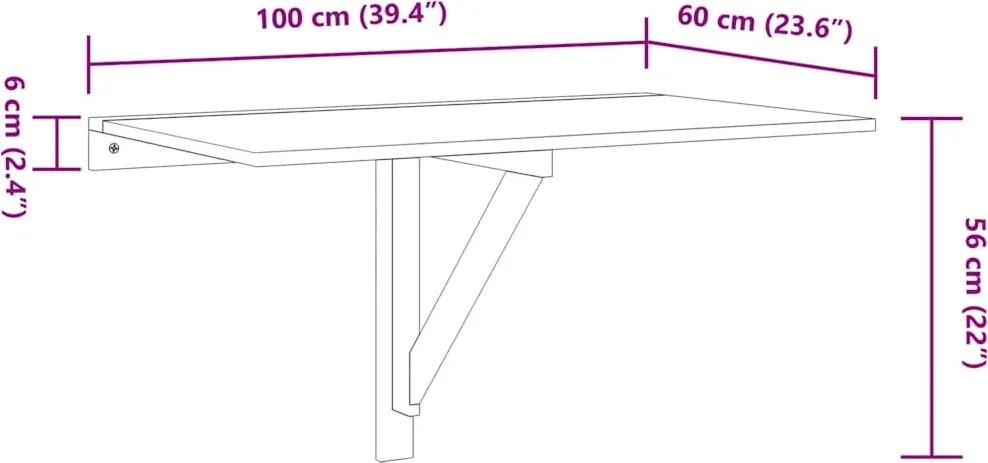 vidaXL Nástěnný sklápěcí stůl 100x60x56 cm kompozitní dřevo [243054] Barva: bílá s vysokým leskem