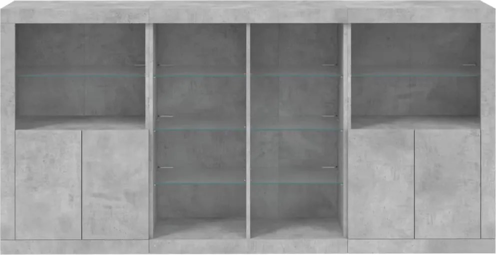 Příborník s LED osvětlením betonově šedý 202 x 37 x 100 cm 3209187