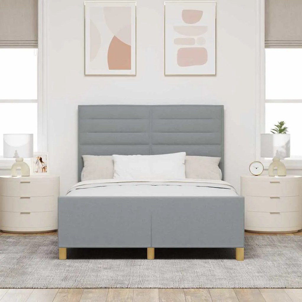 Rám postele s čelo Světle šedá 140 x 200 cm textil 3344655