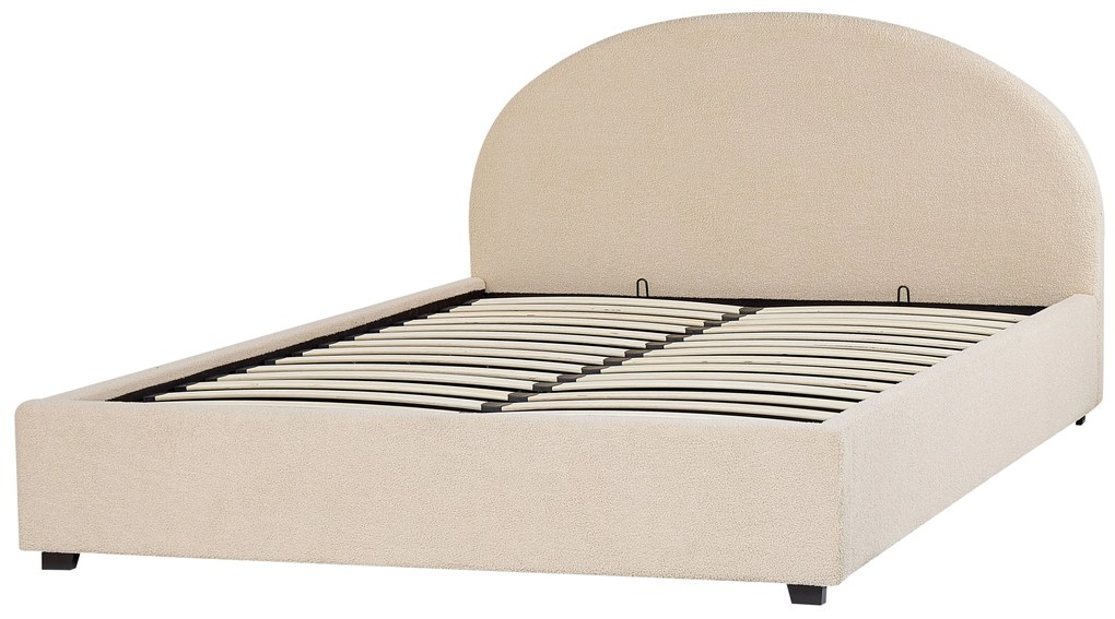 Buklé postel s úložným prostorem 140 x 200 cm béžová VAUCLUSE Beliani