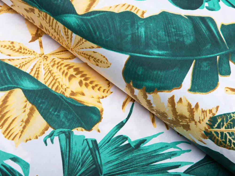 Biante Bavlněný čtvercový ubrus Sandra SA-245 Zelené a zlaté tropické listy 100x100 cm