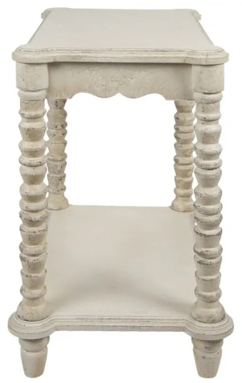 Vintage krémový odkládací stolek Zdenek s patinou – 60x40x70 cm
