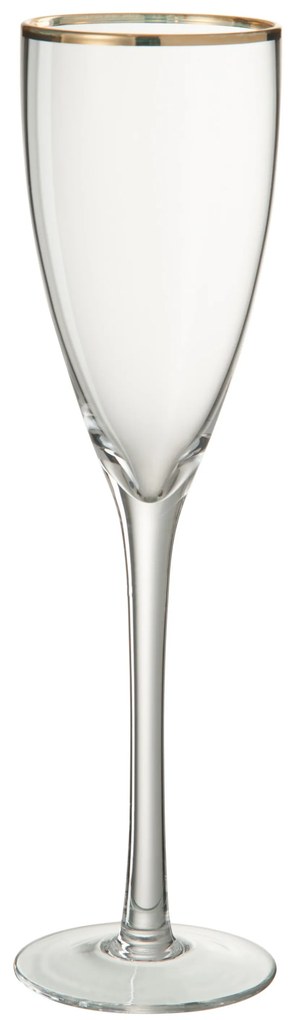 Sklenička na sekt se zlatým okrajem - 6,5*6,5*25 cm