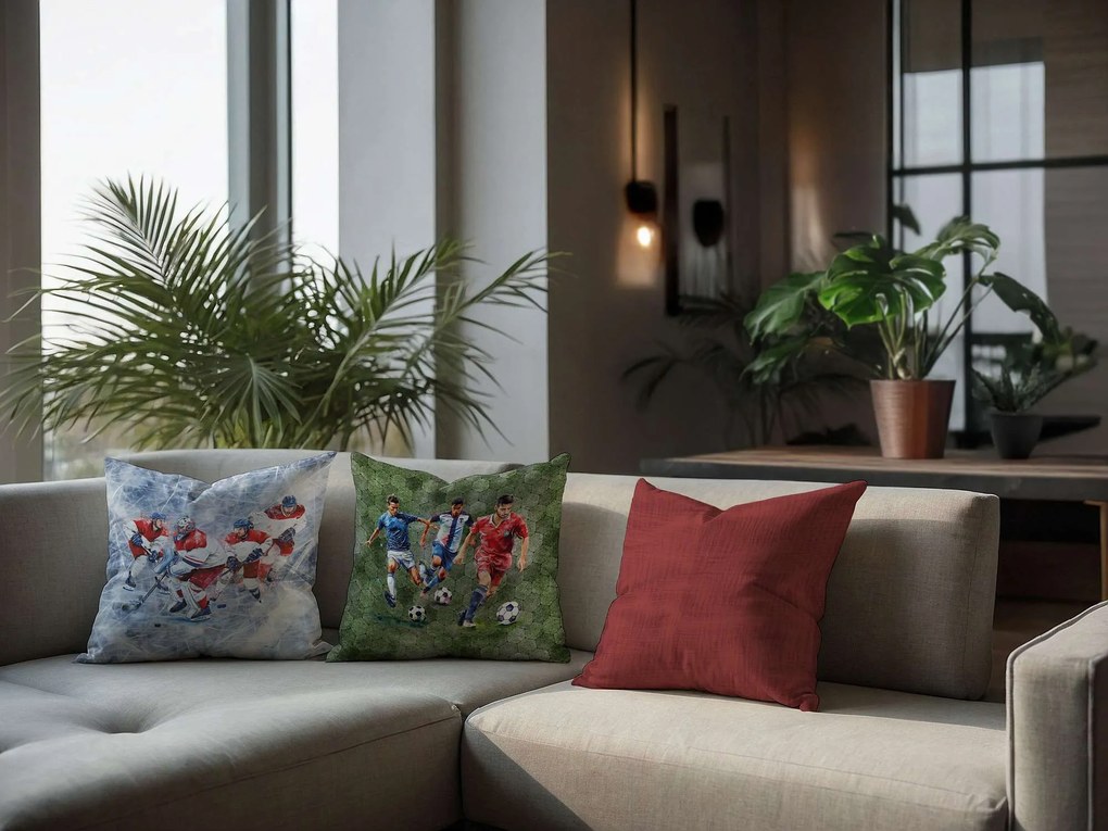 Bavlněný povlak na polštář Fotbaloví hráči - útok Velikost: 40 x 40