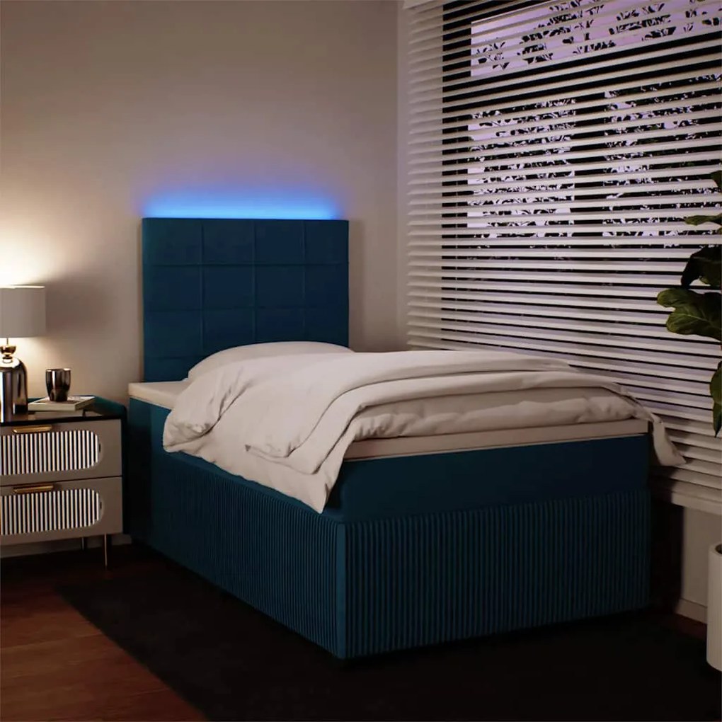Box spring postel s matrací modrá 120 x 190 cm samet 3294590
