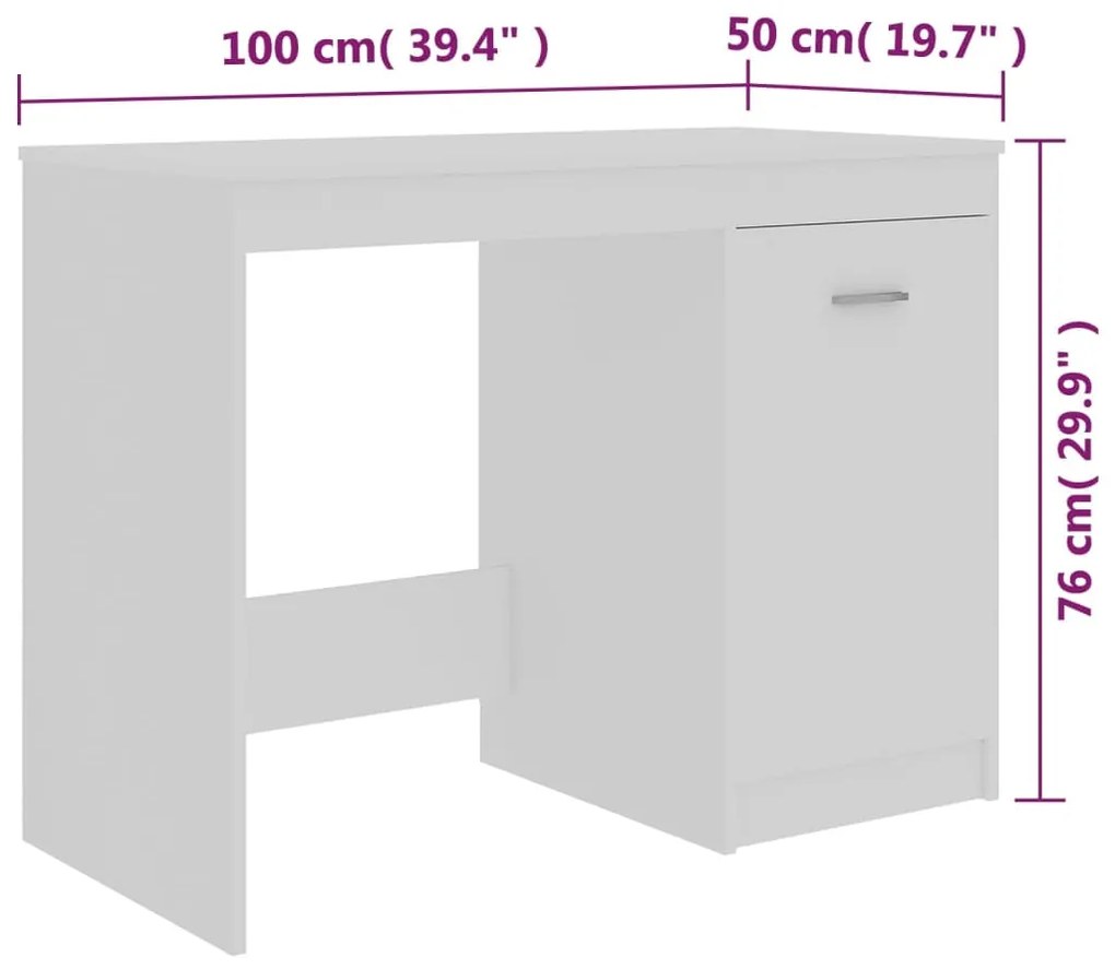 vidaXL Marketos Psací stůl bílý 100 x 50 x 76 cm kompozitní dřevo