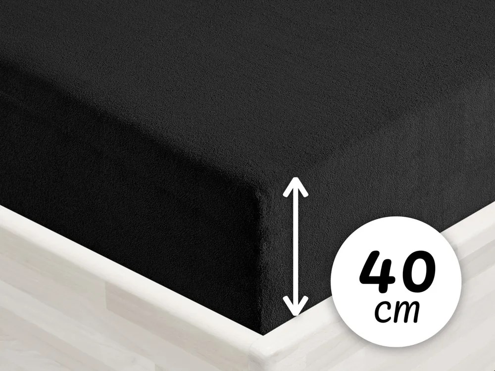 Froté napínací prostěradlo na extra vysokou matraci FR-030 Černé 90 x 200 - výška 40 cm