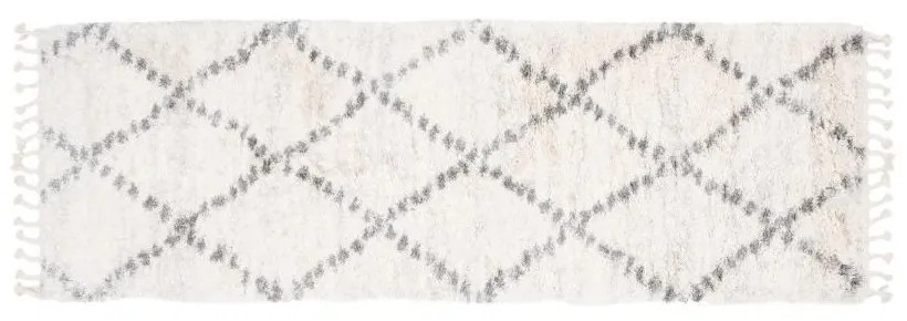 Kusový koberec shaggy Karo krémově šedý atyp 2 70x250cm