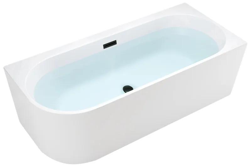 BPS-koupelny Volně stojící rohová akrylátová vana HYD-MER509D pravá 170x75 bílá, odtokový komplet černý