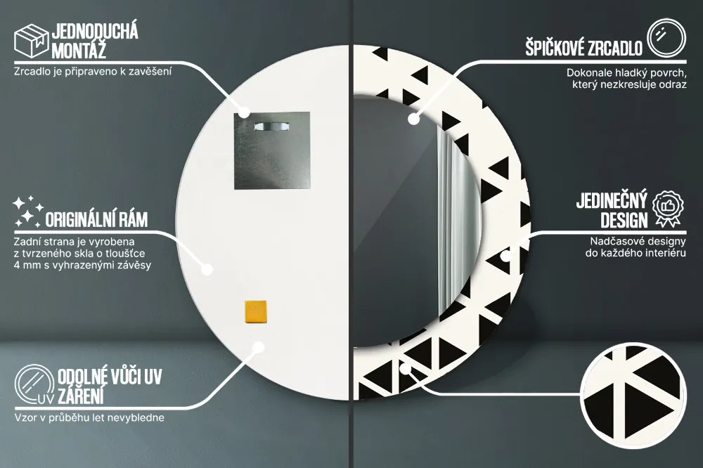 Kulaté dekorační zrcadlo na zeď Abstraktní geometrická