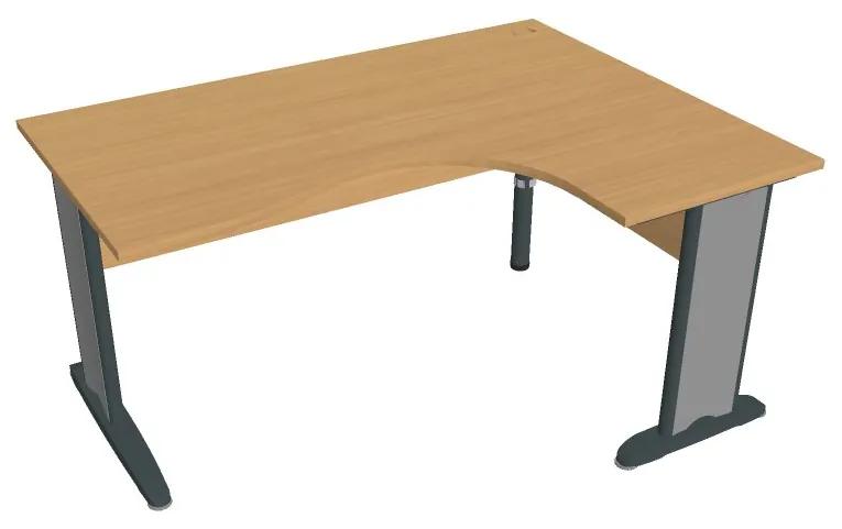 Stůl ergo vlna levý 160×120/80 cm - Hobis Cross CE 2005 L Dekor stolové desky: buk, Dekor lamino podnože: buk, Barva nohou: černá