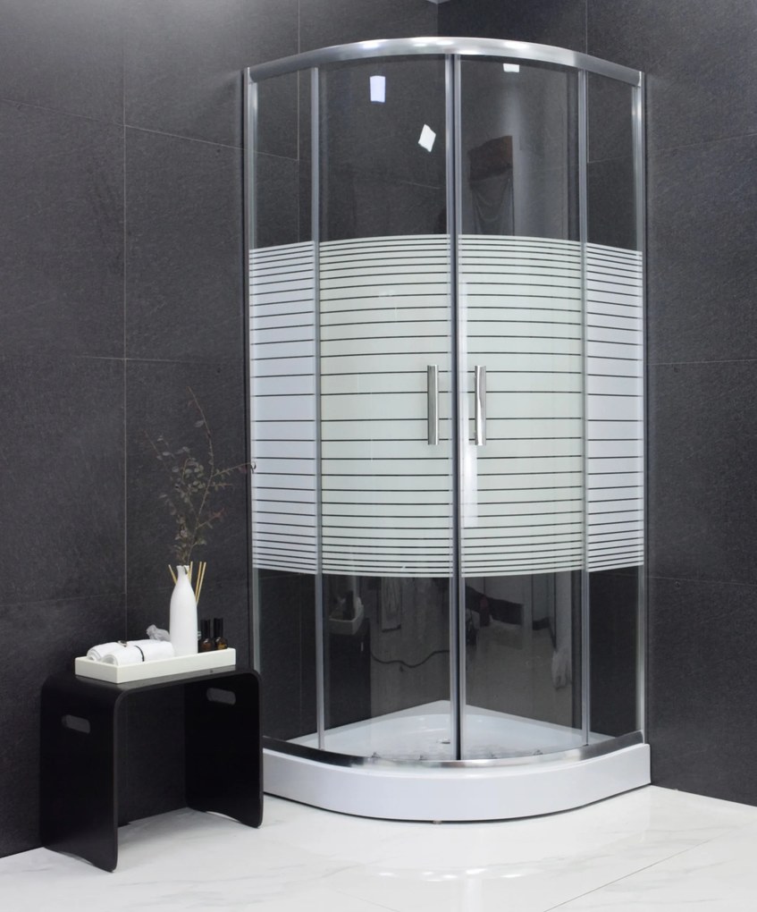 Sprchový kout MAXMAX MEXEN RIO stripe - čtvrtkruh 90x90 cm, 863-090-090-01-20