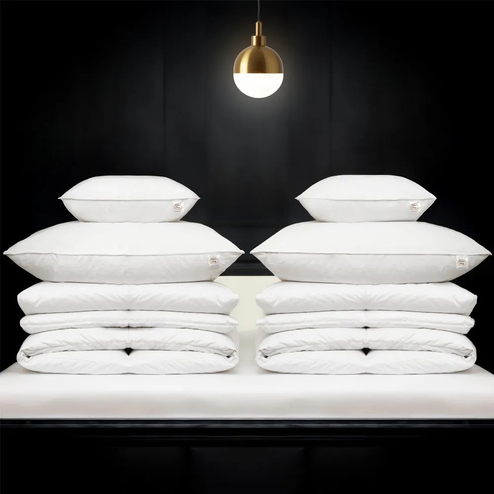 MAXI Set DELUXE 2x péřový polštář, 2x péřová přikrývka, 2x péřový polštářek: Bílá 2x 70x90cm, 2x 140x200cm, 2x 40x40cm