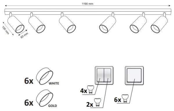 Bodové svítidlo MARIBEL 6xGU10/10W/230V bílá