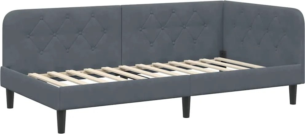 Rohový rám postele Tmavě šedá 90 x 200 cm samet 3394155