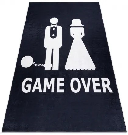 Dywany Luszczow Dětský kusový koberec BAMBINO 2104 pratelný 'Game over', protiskluz, černý Rozměr koberce: 120 x 170 cm