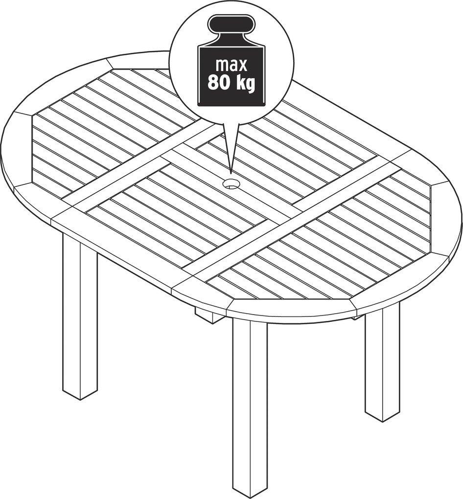 Tchibo - Kulatý/oválný rozkládací zahradní stůl - barva: hnědá