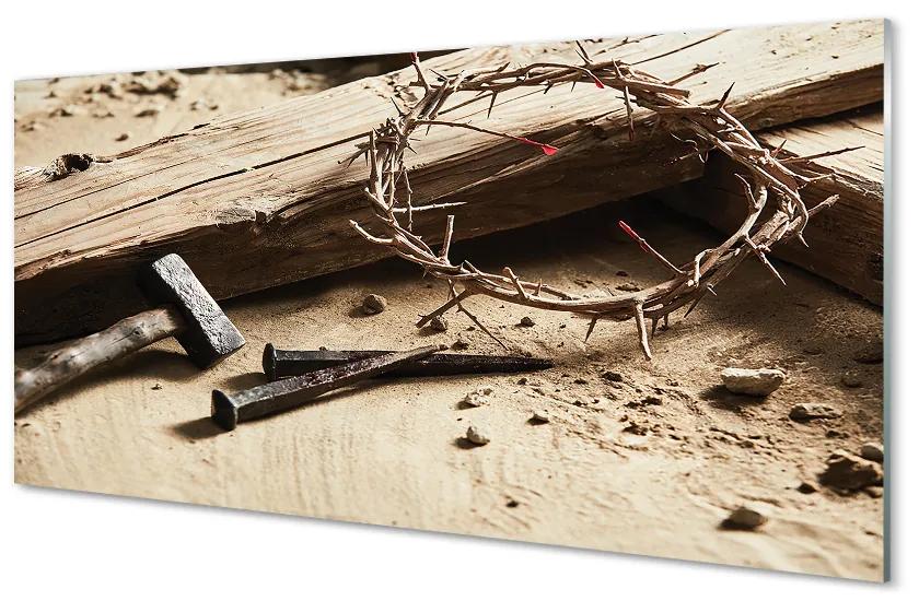 akrylový obraz Kříže pro trny kladivo 100x50 cm