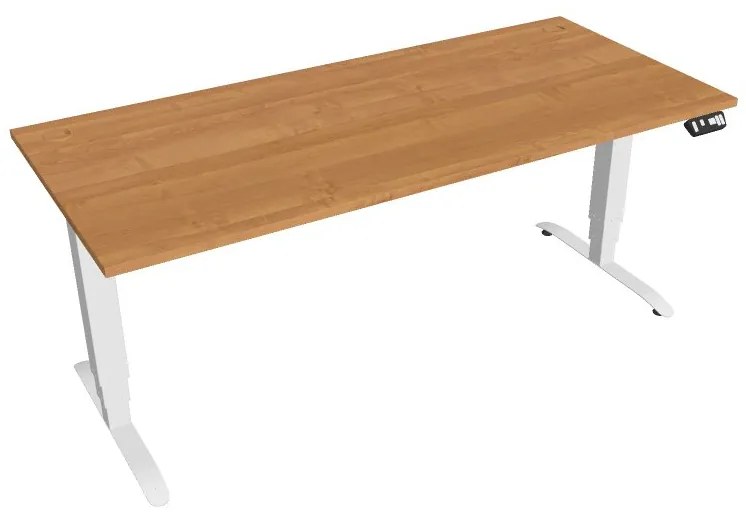 Elektr. nastavitelný stůl 180x80 s pamětí - HOBIS MOTION MS 3M 1800 Dekor stolové desky: olše, Barva kovové podnože: bílá
