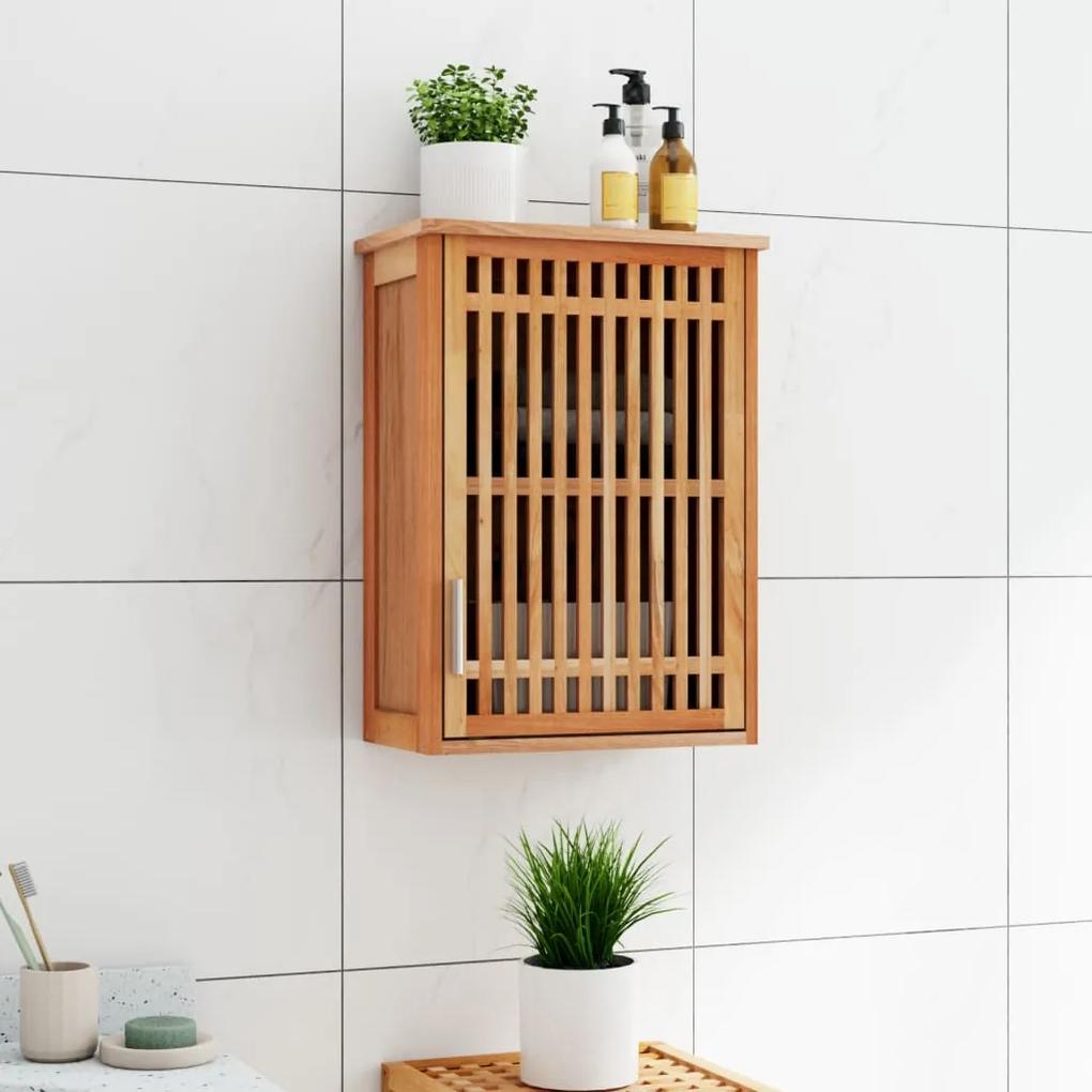 Nástěnná koupelnová skříňka 42x23x60 cm masivní ořechové dřevo - Default Title