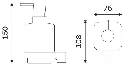 Nástěnný dávkovač tekutého mýdla hranatý, matné sklo a chrom, pumpa mosaz NIMCO MAYA MA 29031C-T-26