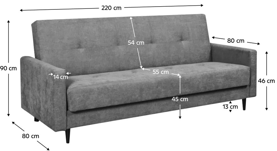 Kondela Rozkládací pohovka, šedá, VALDO