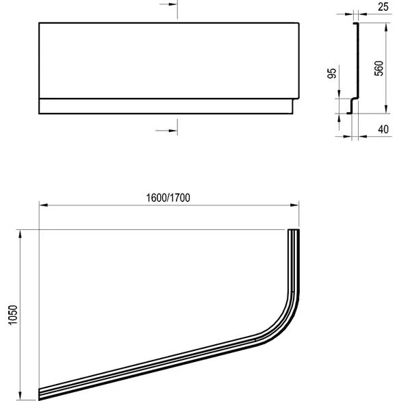 Ravak Chrome Panel 160x105 cm, levý, CZA5100A00