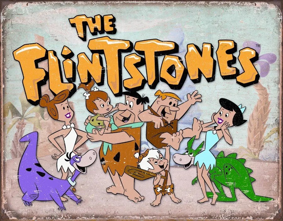 Plechová cedule: The Flintstones - 30x40 cm