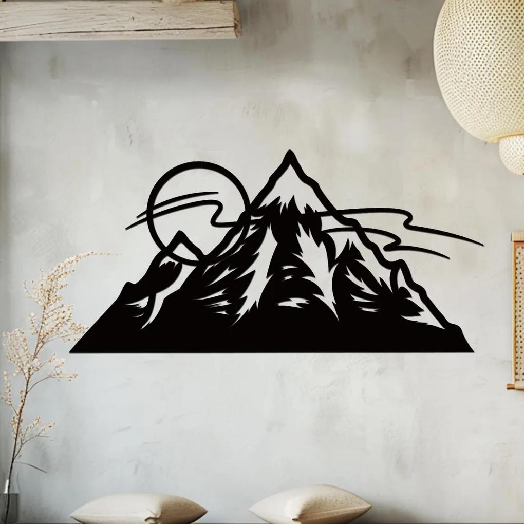 dřevo života Dřevěné hory s východem slunce na zeď Rozměry (cm): 80x40, Barevný vzor: Černá
