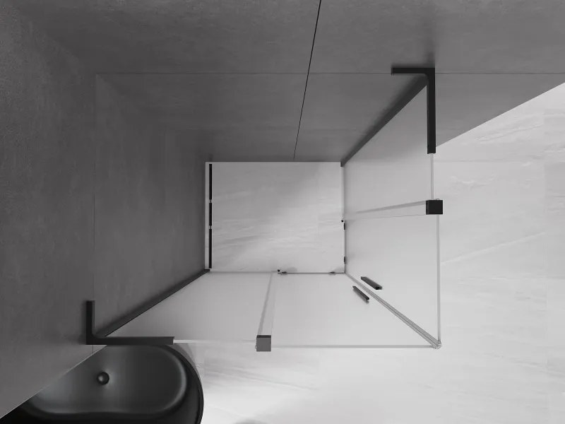 Mexen Velar L Duo, sprchový kout s posuvnými dveřmi 90 x 80 cm, 8mm sklo námraza, černá matná, 871-090-080-02-33-70
