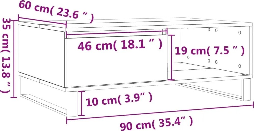 vidaXL Konferenční stolek 90 x 60 x 35 cm kompozitní dřevo [827073] Barva: Černá