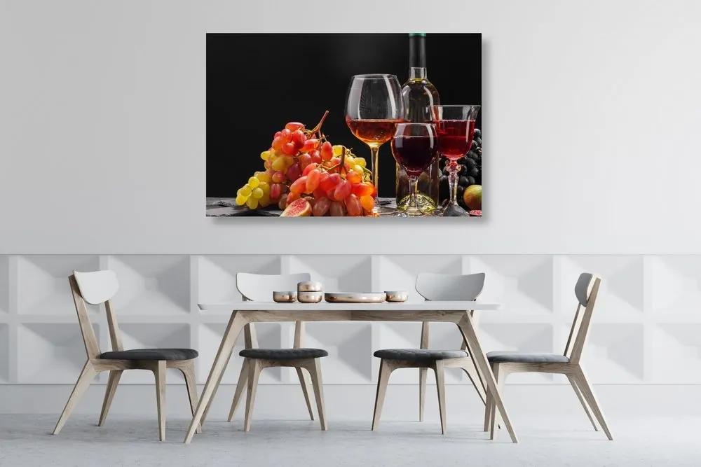 Obraz víno a hrozny - 60x40 cm