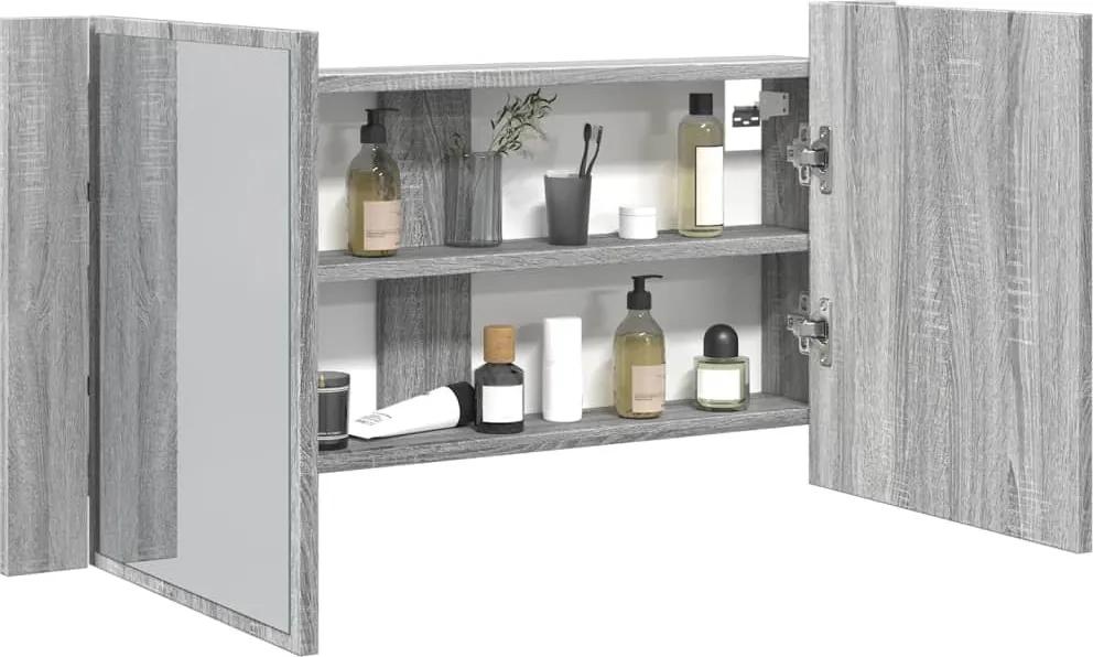 vidaXL LED koupelnová skříňka se zrcadlem 90x12x45cm akryl [804975] Barva: bílá s vysokým leskem