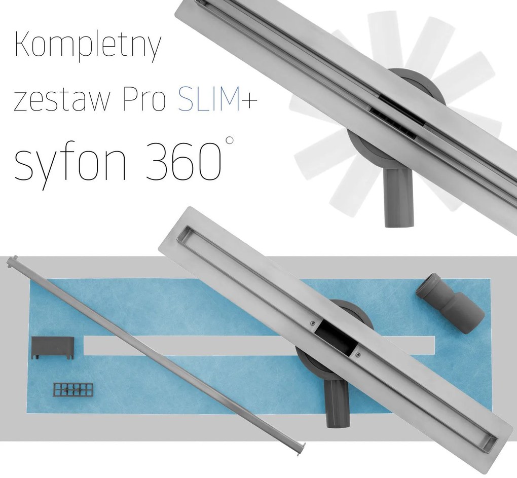 Rea Neo Slim Pro, lineárny odtokový žľab s 360stupňovým sifónom 90cm, nerez, REA-G8403